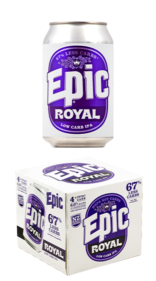 (90747-24) EPIC BEER Royal Low Carb IPA 6% 4pk Can (24x330ml) (330ml)